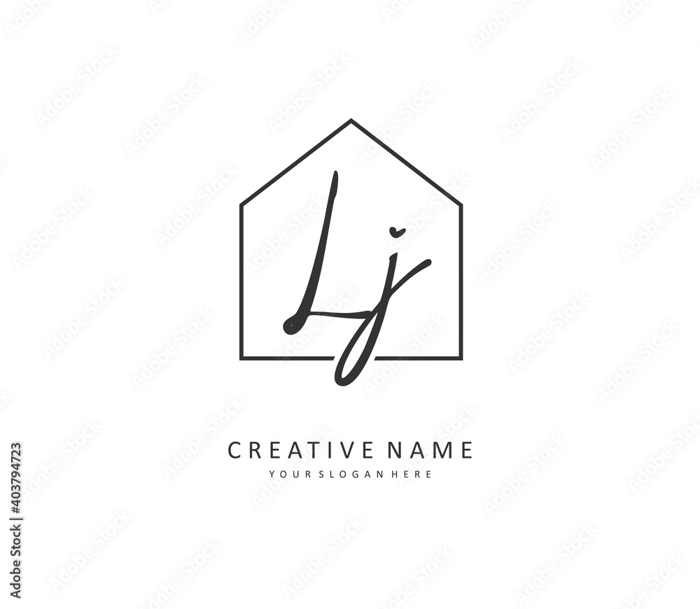 LJ Initial letter handwriting and signature logo. A concept handwriting ...