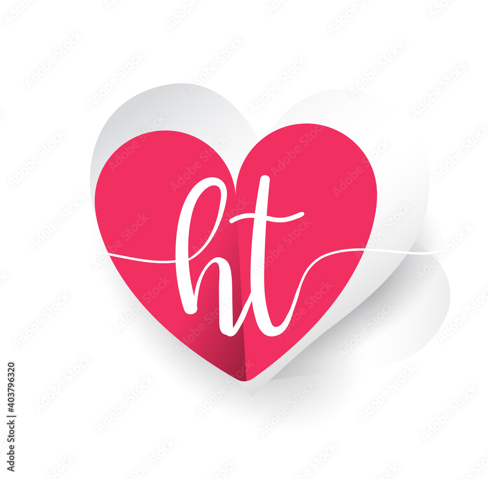 initial logo letter HT with heart shape red colored, logo design for ...