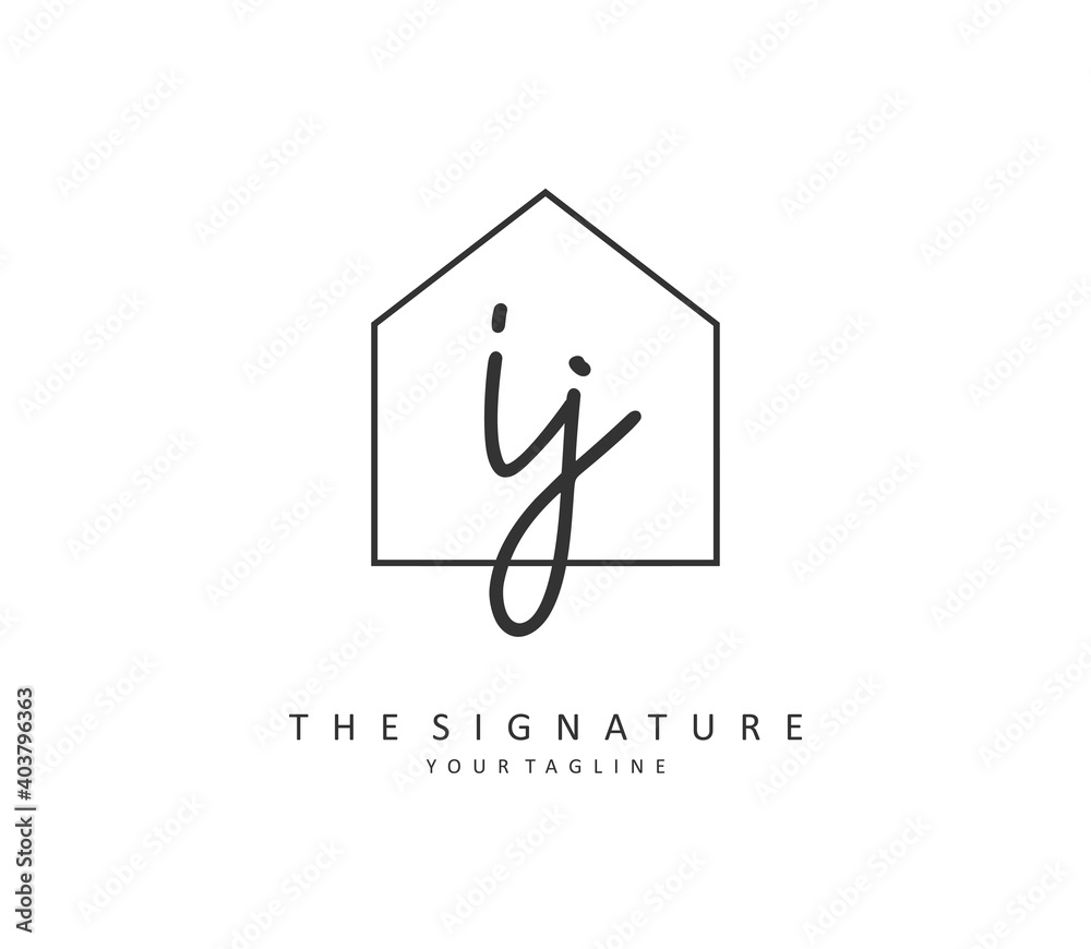IJ Initial letter handwriting and signature logo. A concept handwriting ...