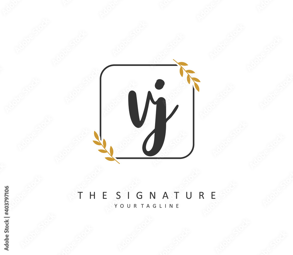 VJ Initial letter handwriting and signature logo. A concept handwriting ...