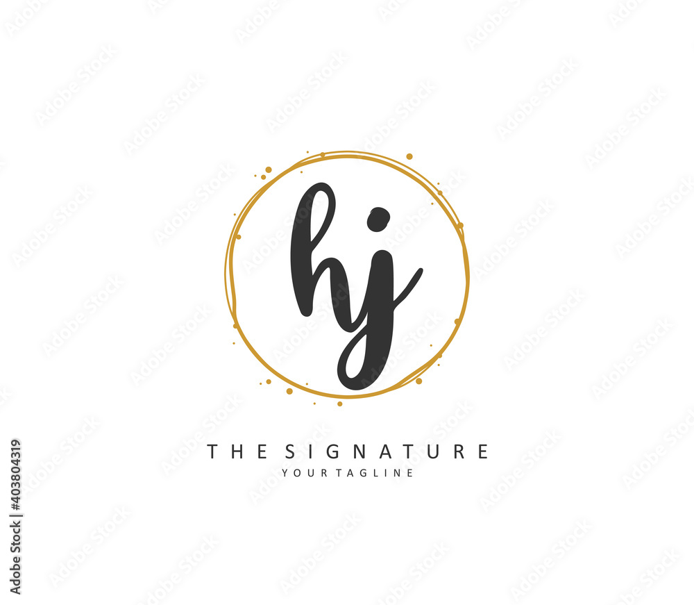 Hj Initial Letter Handwriting And Signature Logo A Concept Handwriting Initial Logo With