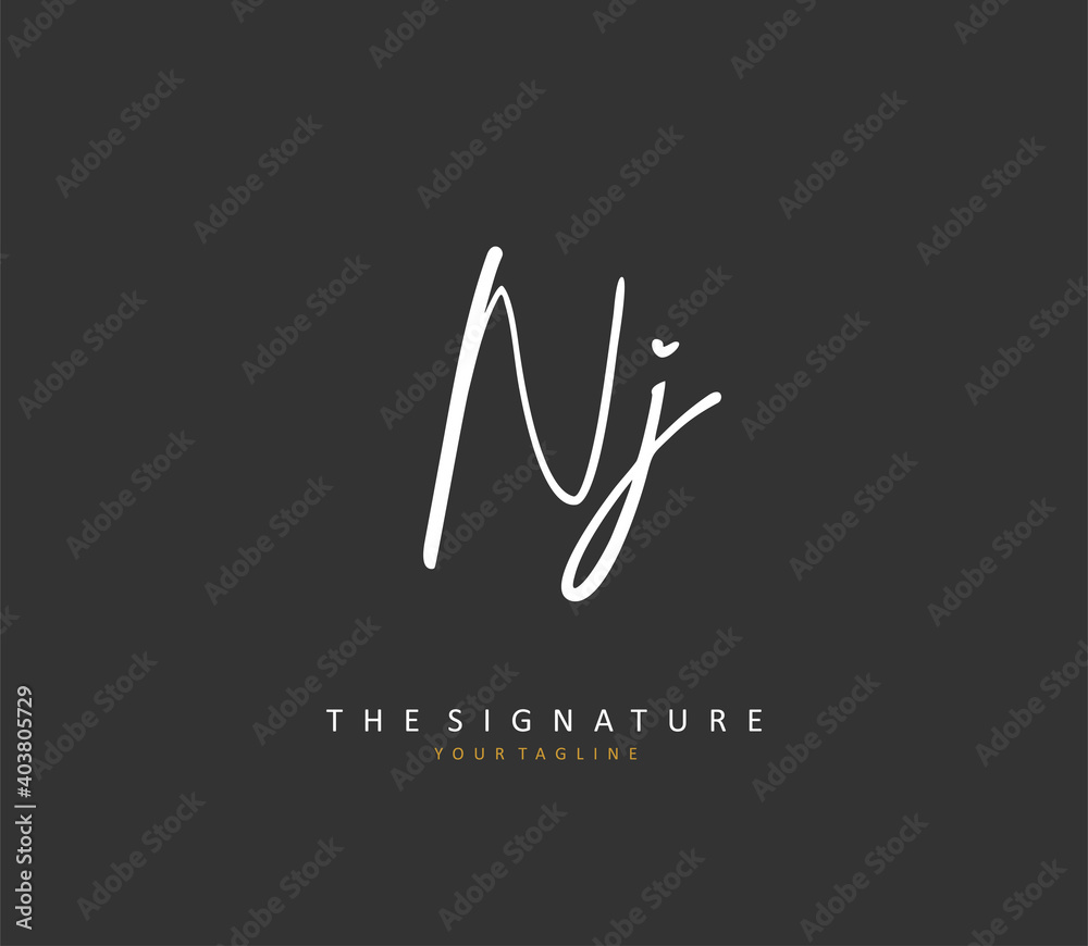 NJ Initial letter handwriting and signature logo. A concept handwriting ...