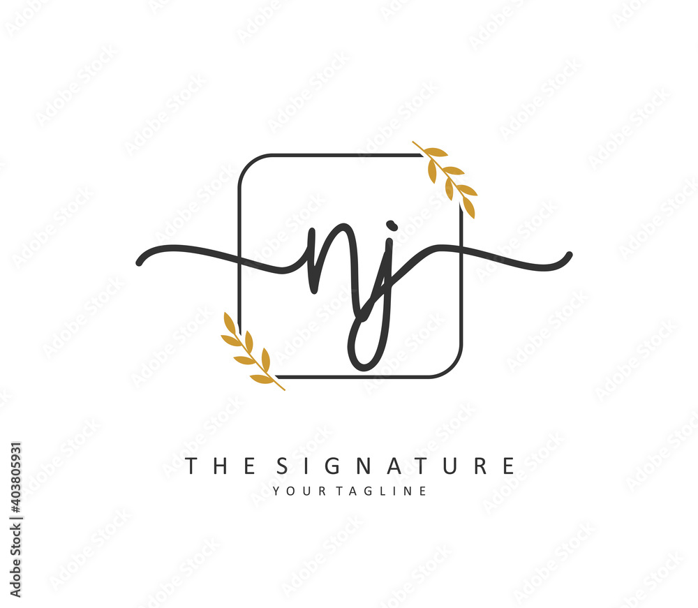 NJ Initial letter handwriting and signature logo. A concept handwriting ...