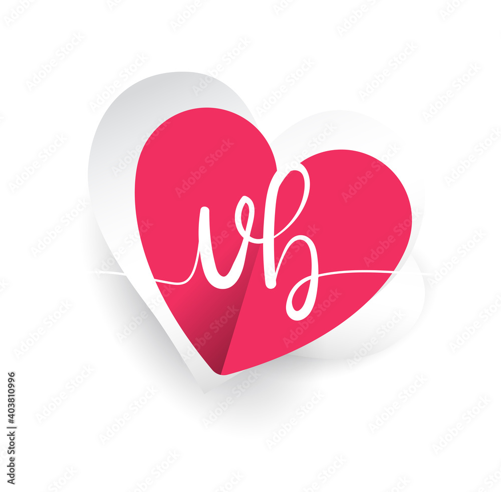 initial logo letter VB with heart shape red colored, logo design for ...