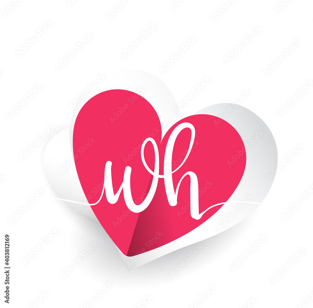 initial logo letter WH with heart shape red colored, logo design for ...