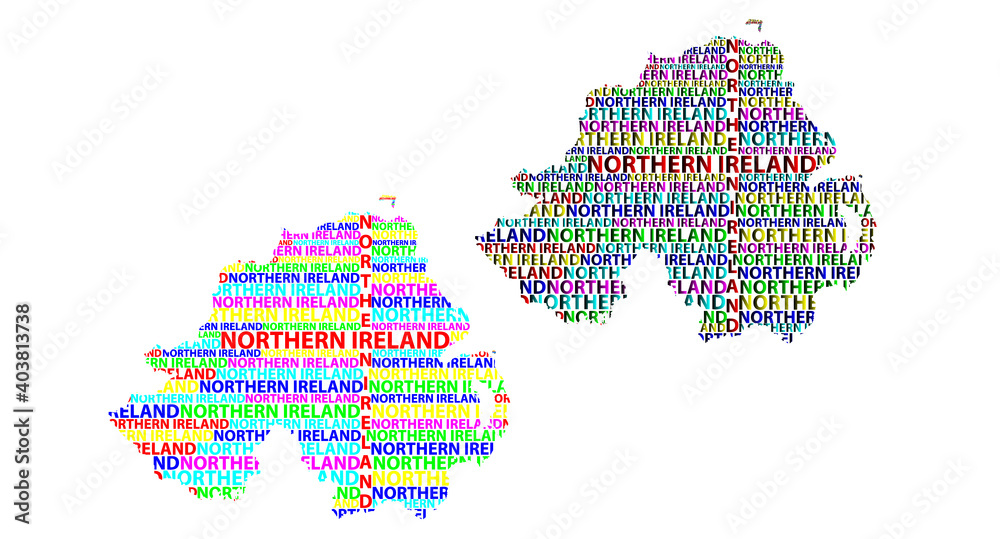 Sketch Northern Ireland letter text map, Northern Ireland - in the ...