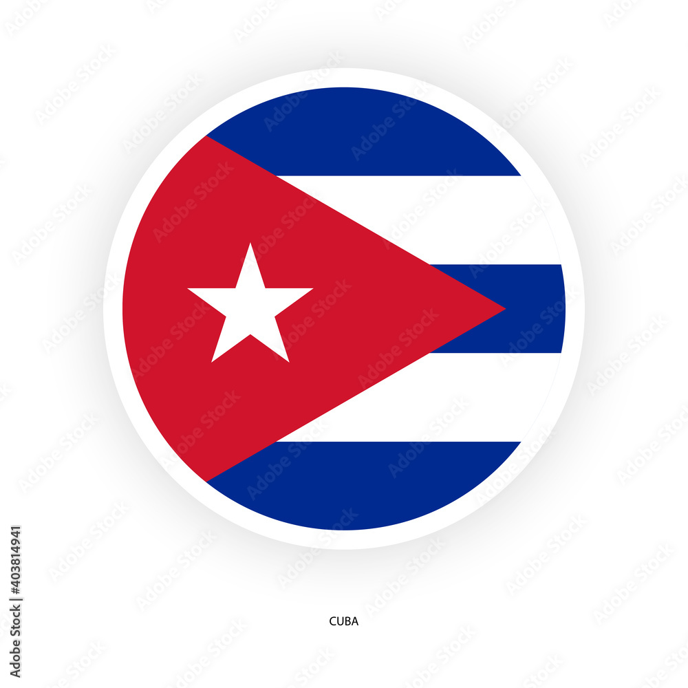 Cuba circle flag isolated on dark grey background. Cuba button flag on ...