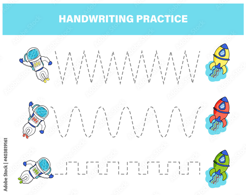 Handwriting practice for preschool children. Tracing lines with ...