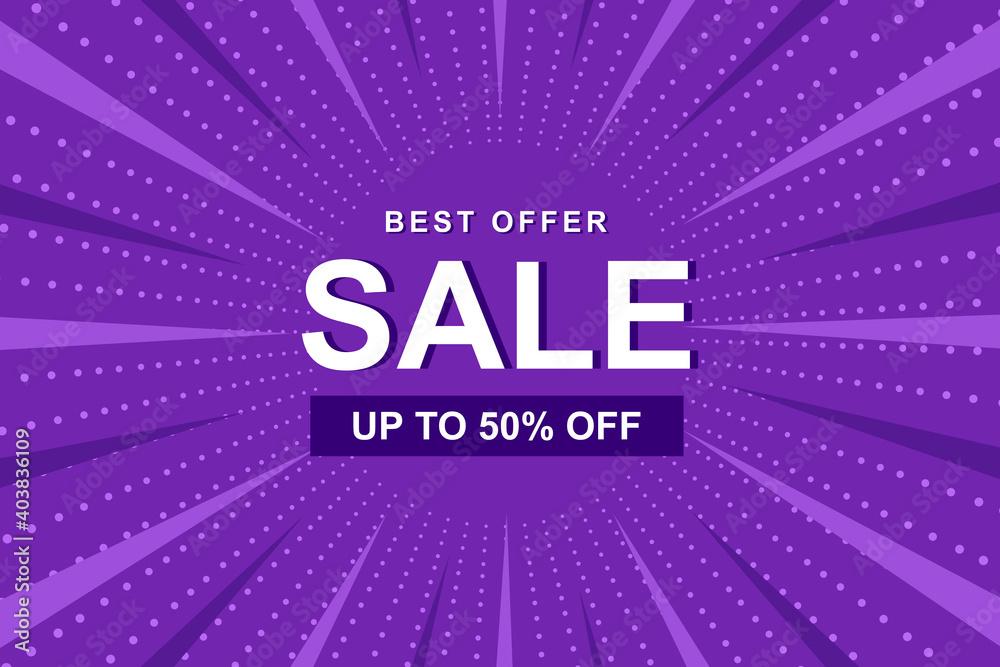 Sale banner with purple comic zoom background vector Stock Vector ...