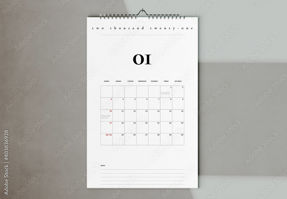 Grid 2021 Wall Calendar Layout Stock Template | Adobe Stock