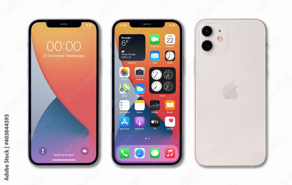 Antalya, Turkey - January 08, 2021: Apple iPhone 12 showing locked ...