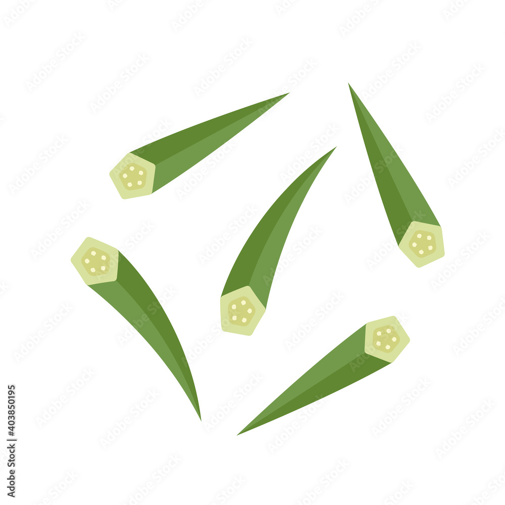 Okra on white background. Okra vector. Okra logo design. Stock Vector ...