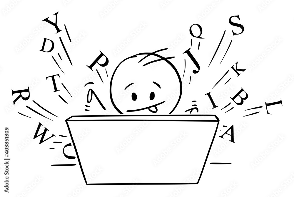 Vector cartoon stick figure illustration of writer,novelist, author ...