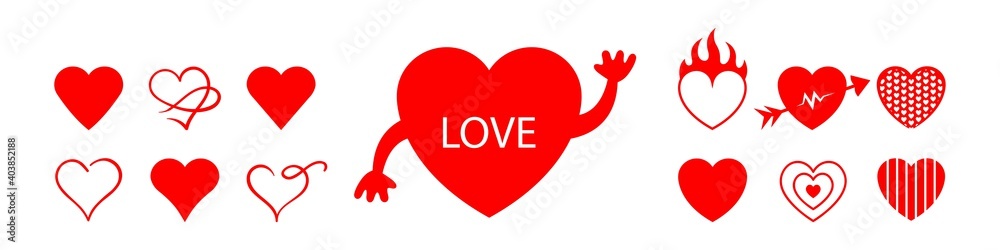 Collection of heart forms. Design element for wallpapers, wedding ...