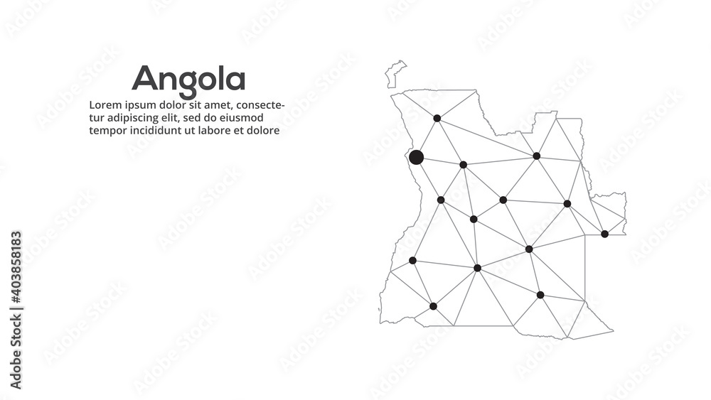 Angola communication network map. Vector image of a low poly global map ...