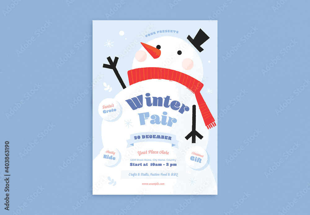 Winter Fair Flyer Layout Stock Template | Adobe Stock