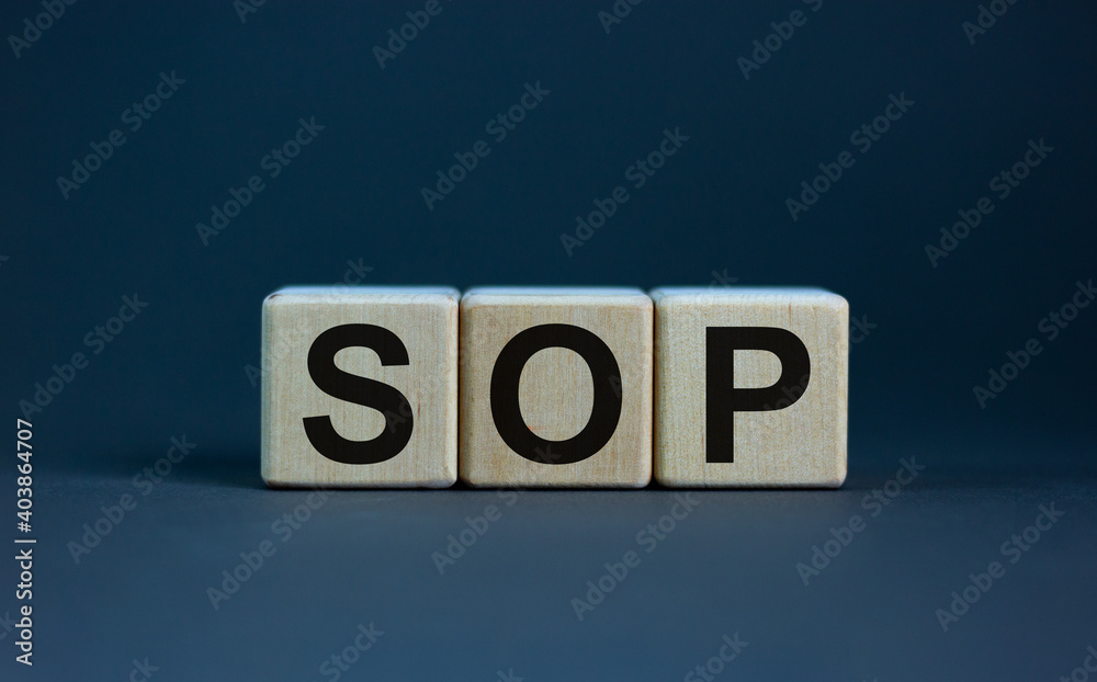 SOP - standard operations procedure symbol. Concept word 'SOP ...