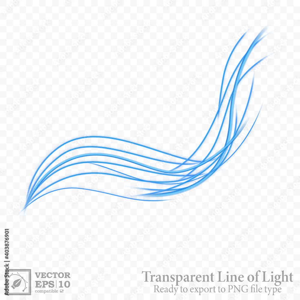 Transparent Blue Wavy Line, Ready Export to PNG File, Isolated and Easy ...