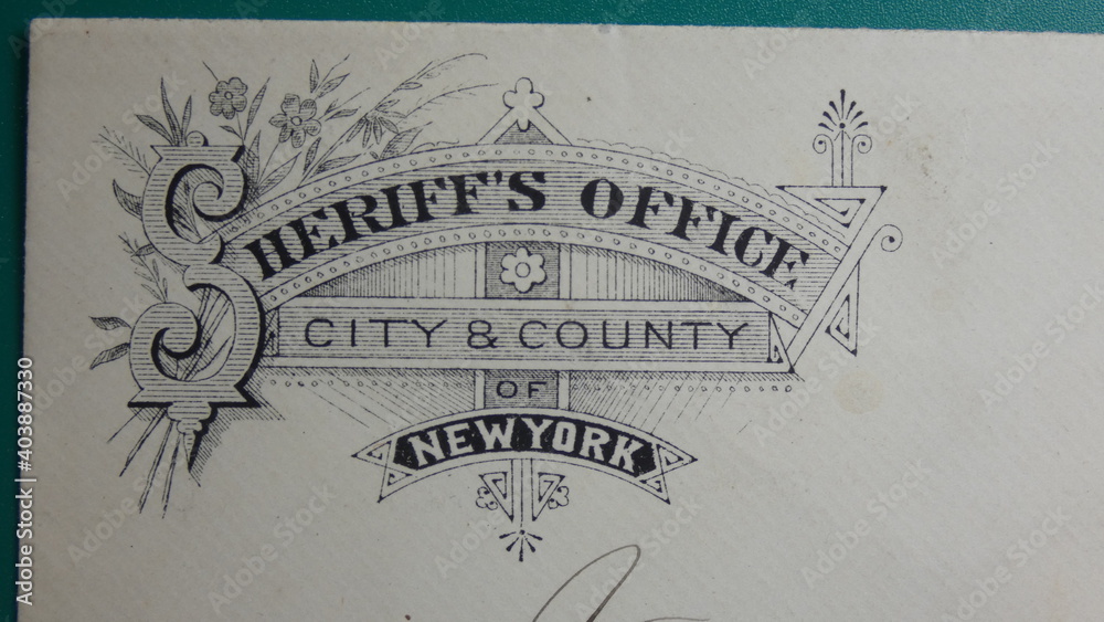 New York Sheriff's office old letterhead on envelope Stock Photo ...