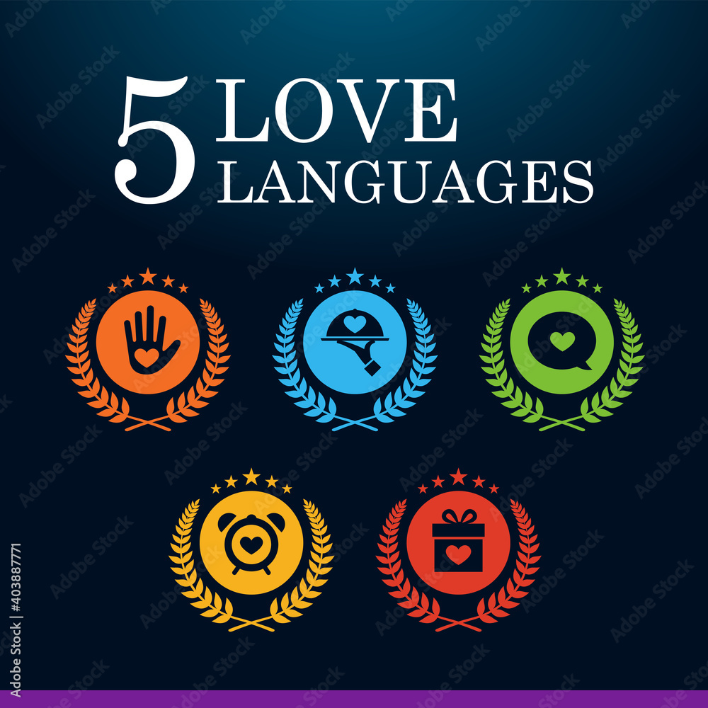 The Five Love Languages. Wreath Version Vector Illustration Stock ...