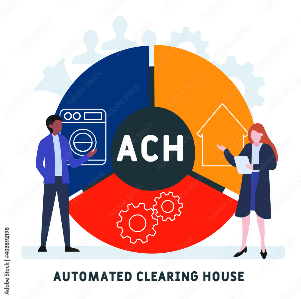 Flat design with people. ACH - Automated Clearing House acronym ...