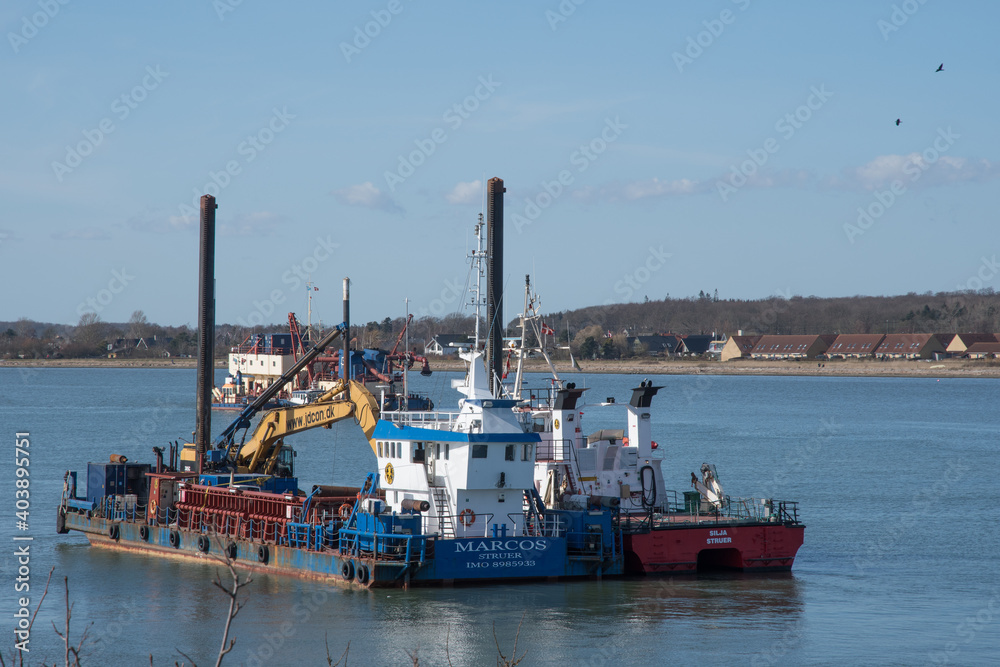 Marcus a multipurpose construction vessel with a hydraulic excavator ...