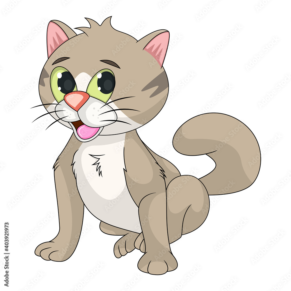 Vetor de Cat adorable and funny cartoon vector illustration do Stock ...