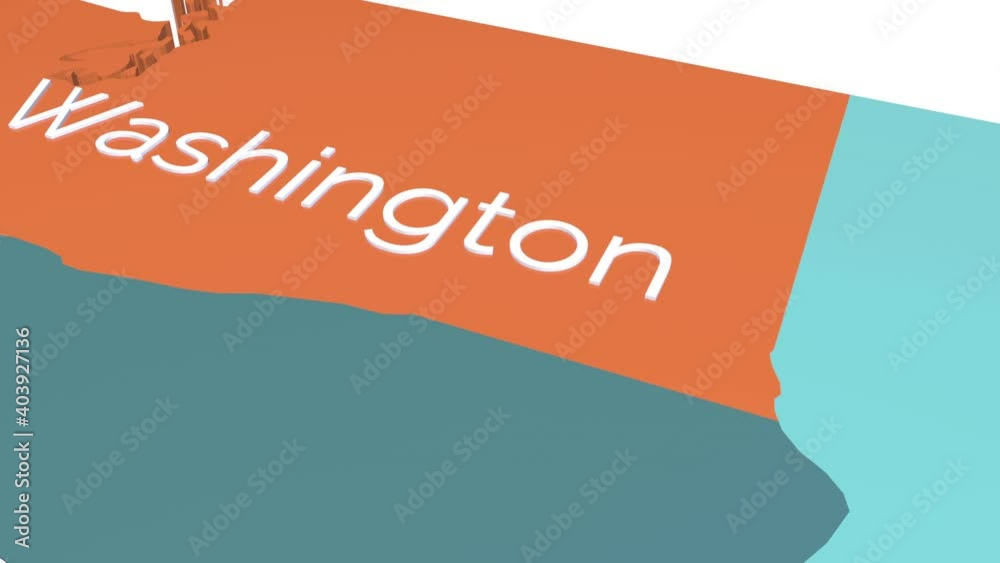 3d animation map showing the state of Washington from the united states ...
