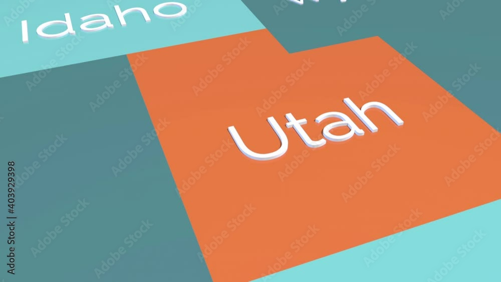 3d animation map showing the state of Utah from the united states of ...
