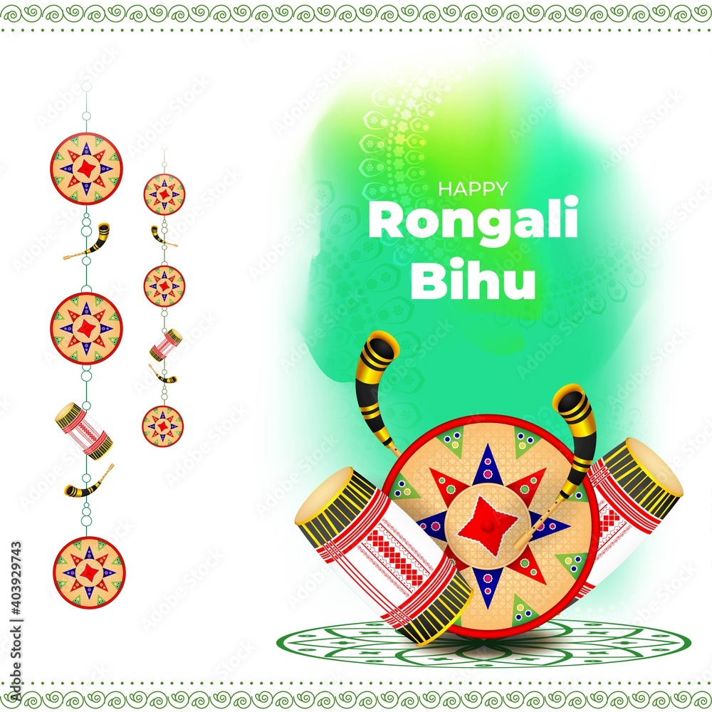 Vector illustration of Happy Rongali Bihu, Assamese New Year, Indian ...