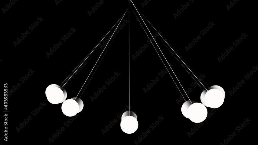 freely swinging pendulums with motion, Hyper realistic 3D animation of ...
