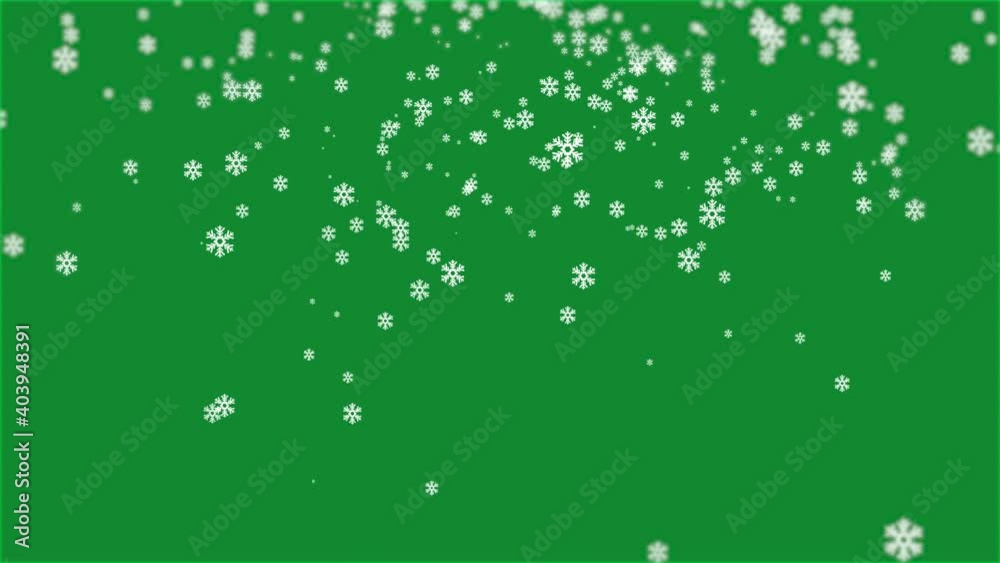 Snow falling down slowly 4K animation on Green screen. Christmas ...