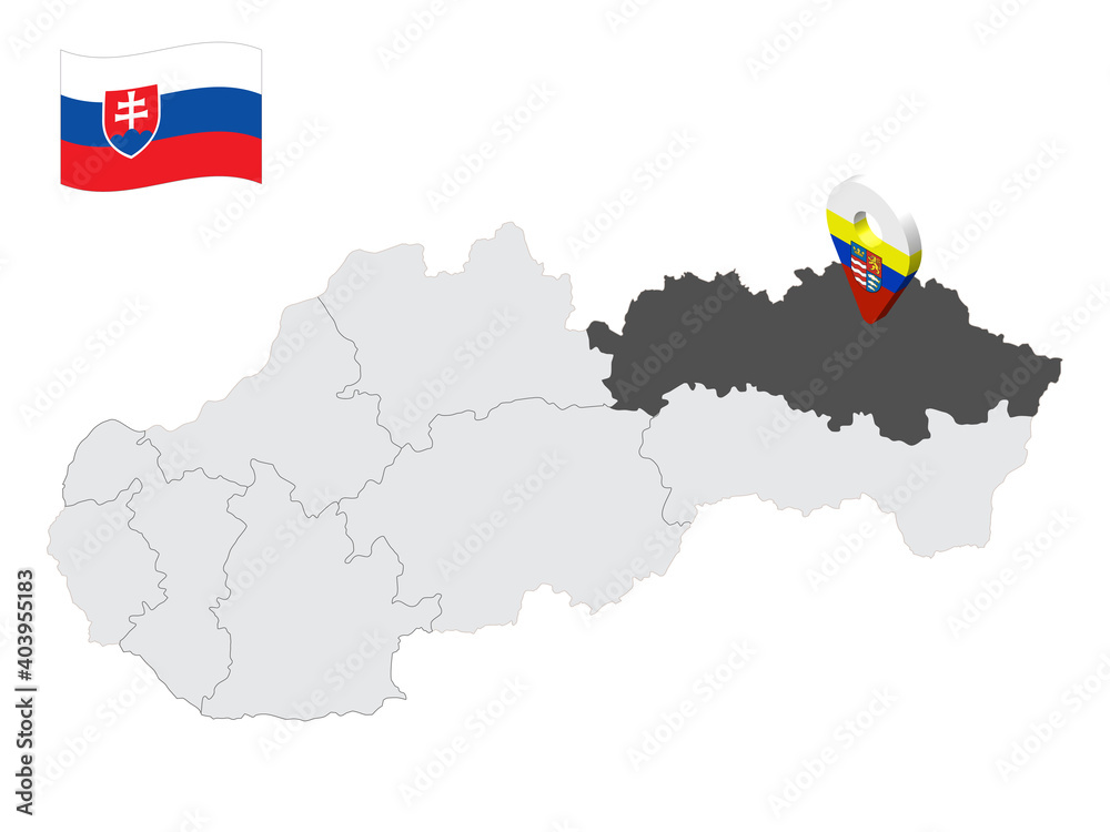 Location Presov Region on map Slovakia. 3d location sign similar to the ...
