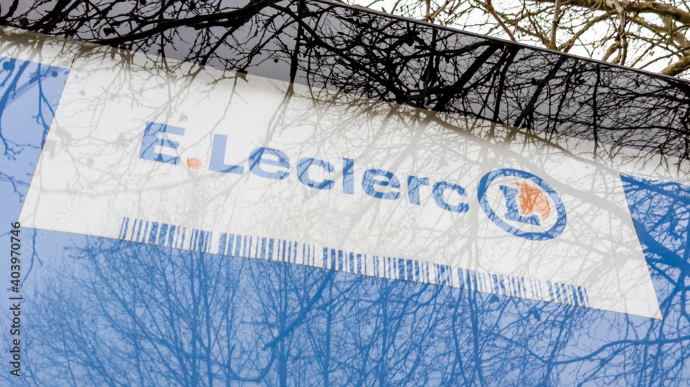 Leclerc logo of supermarket chain market e.leclerc sign shop of french ...
