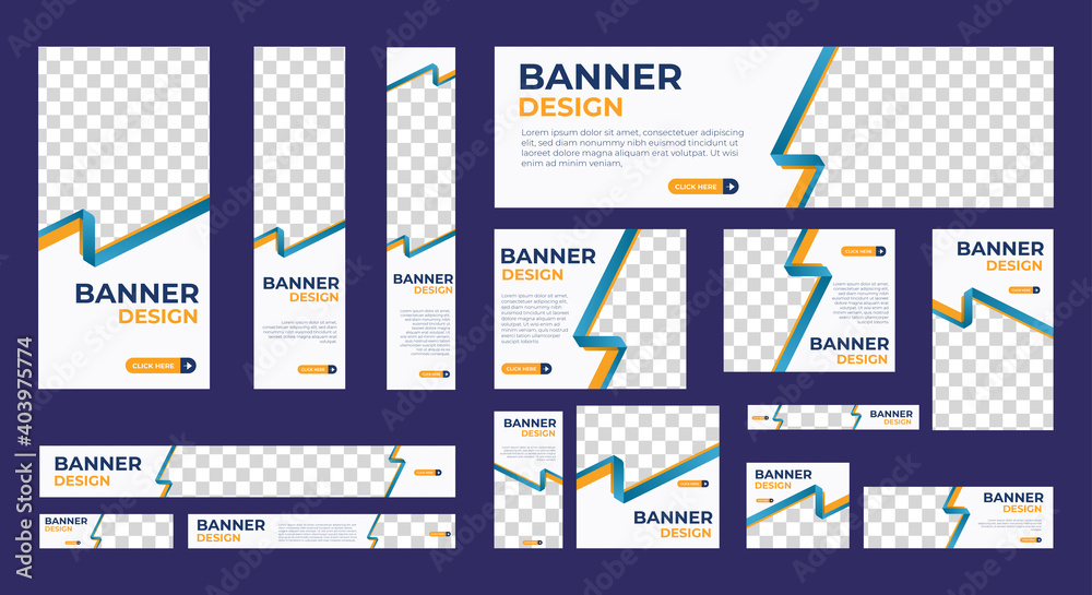 Abstract banner design web template Set, Horizontal header web banner ...