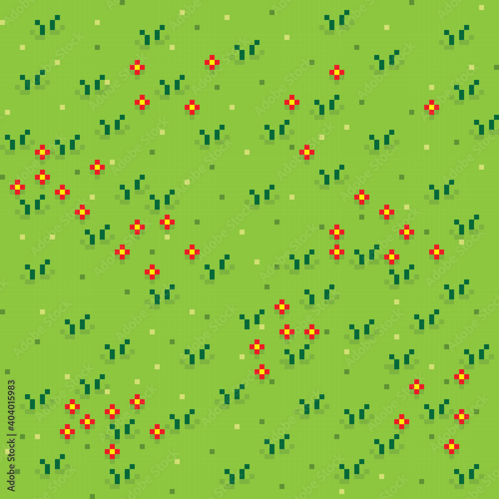 Grass Pixel Art Background Grass Texture Pixel Art Vector Flower Garden 素材庫向量圖 Adobe Stock