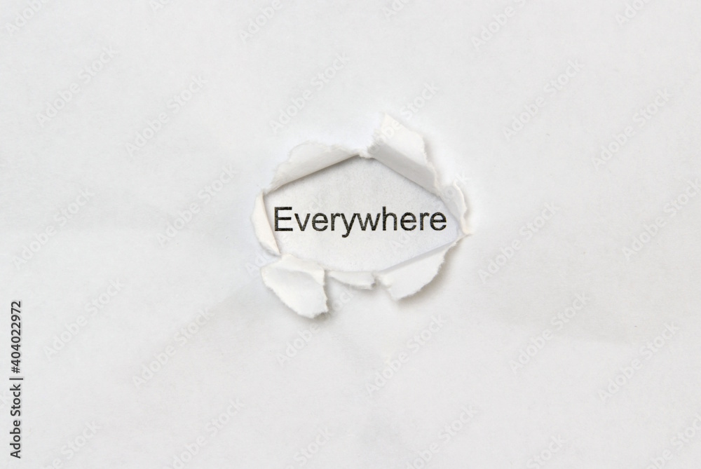 Word everywhere on white isolated background, the inscription through ...