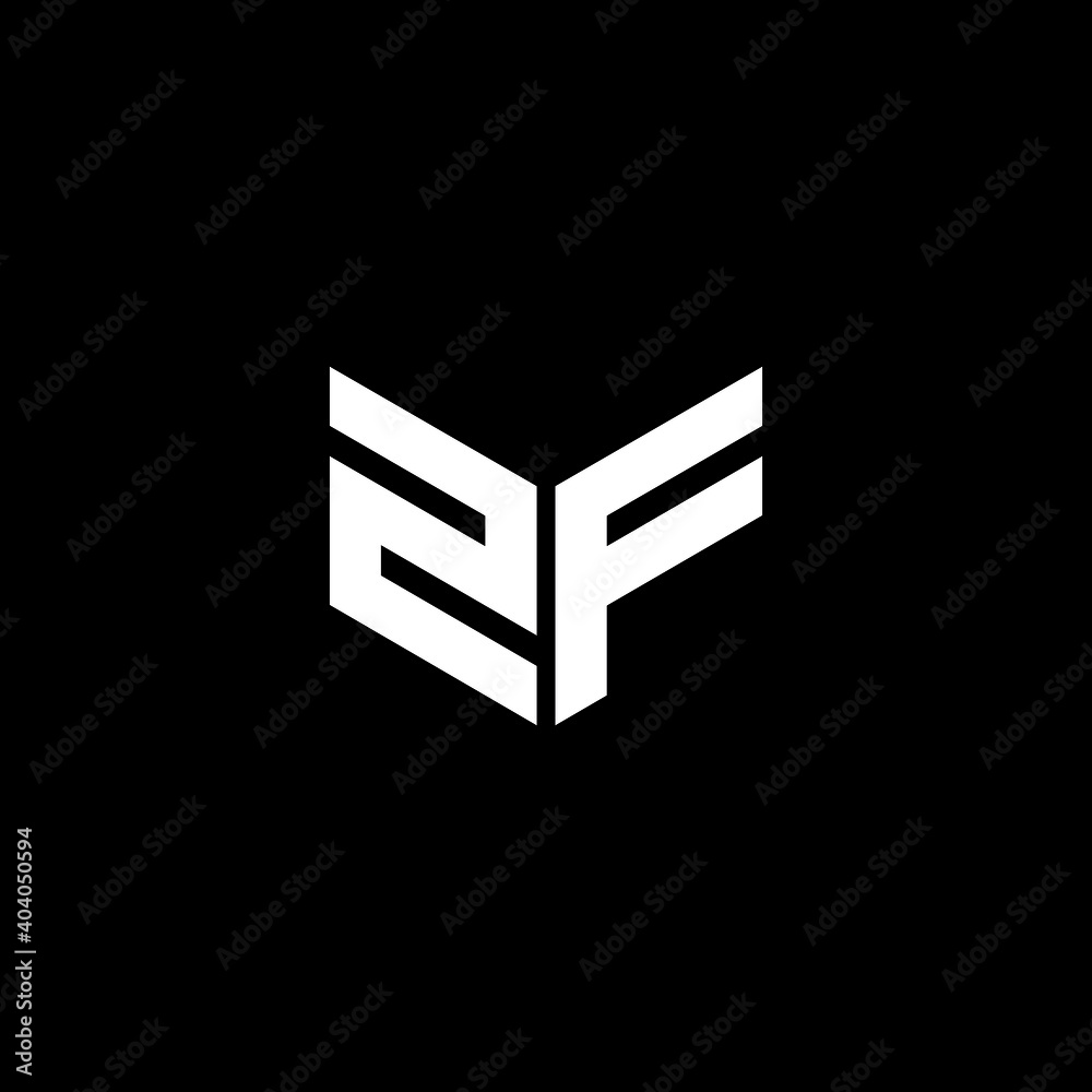 ZF letter logo design with black background in illustrator, vector logo ...
