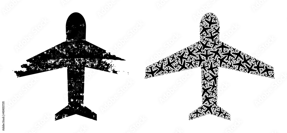 Vector airplane mosaic is constructed from repeating fractal airplane ...