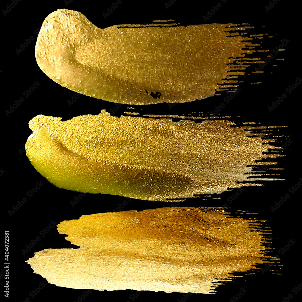 Gold brush stroke set. Isolated hand drawn vector brushes. Stock Vector ...