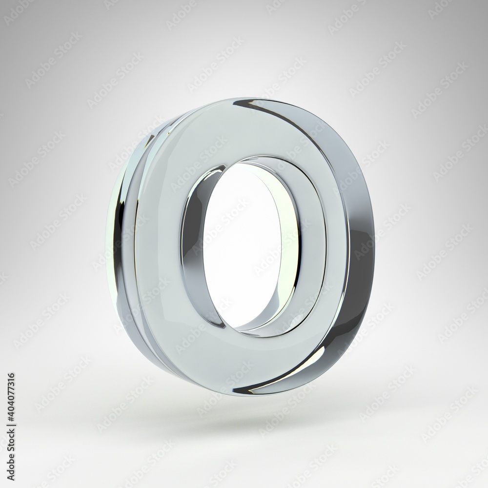 Letter O uppercase on white background. Camera lens transparent glass ...