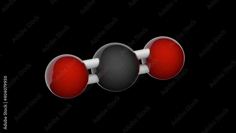 Carbon dioxide (formula CO2) is a colorless, odorless gas. 3D render ...