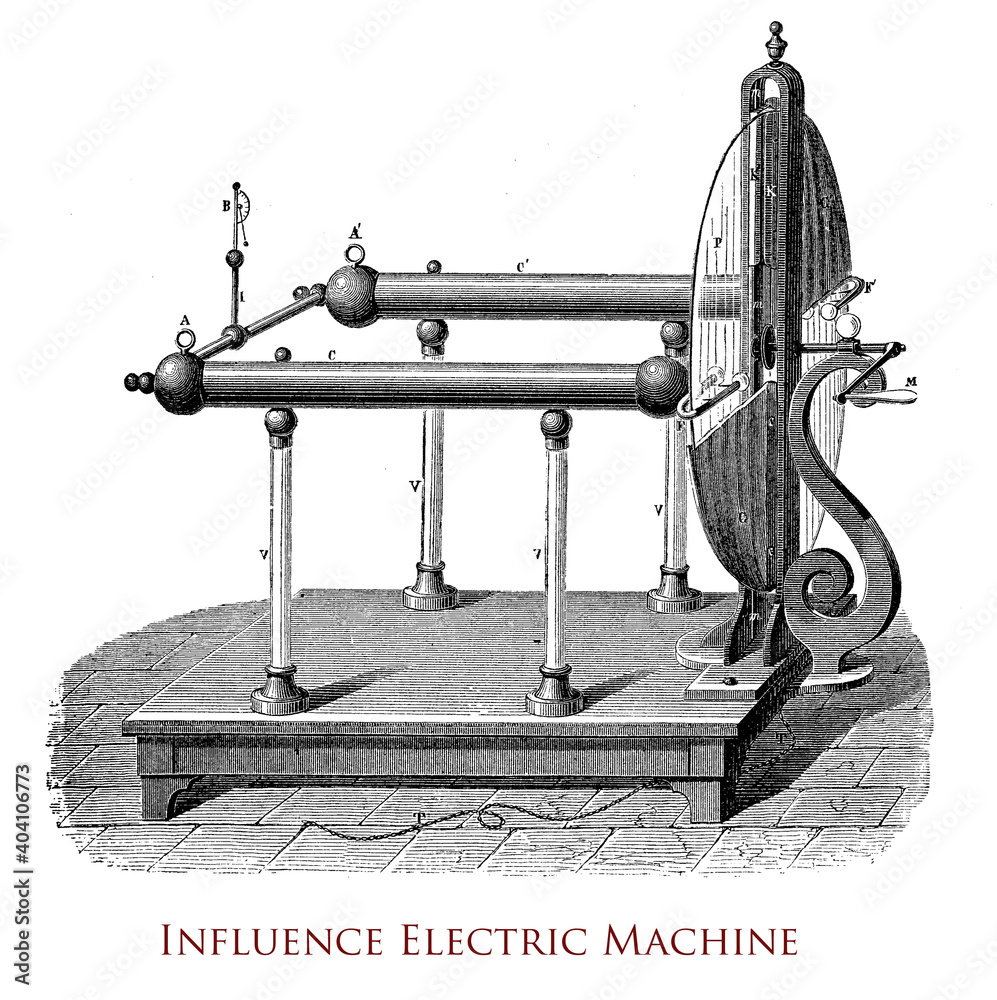 Wimshurst influence machine, electrostatic generator for high voltages ...