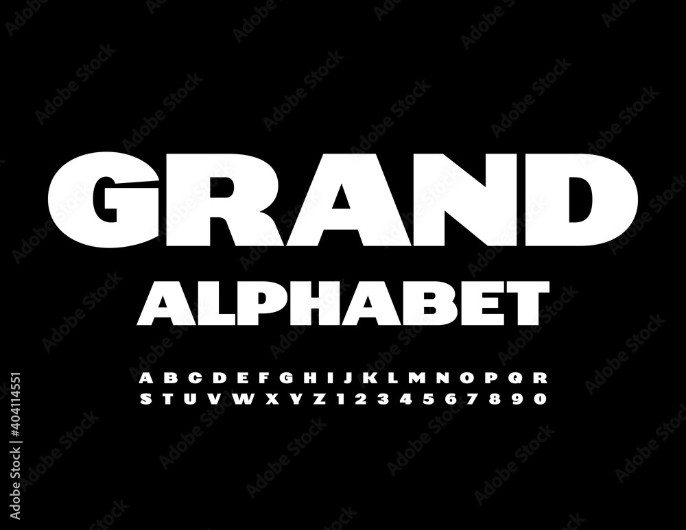 Vector Grand Alphabet. Bold White Font. Set of Modern Uppercase Letters ...