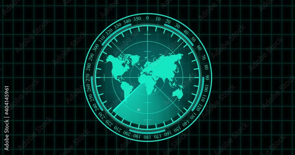 4k animation of futuristic HUD navigation monitor. Hud radar with map ...