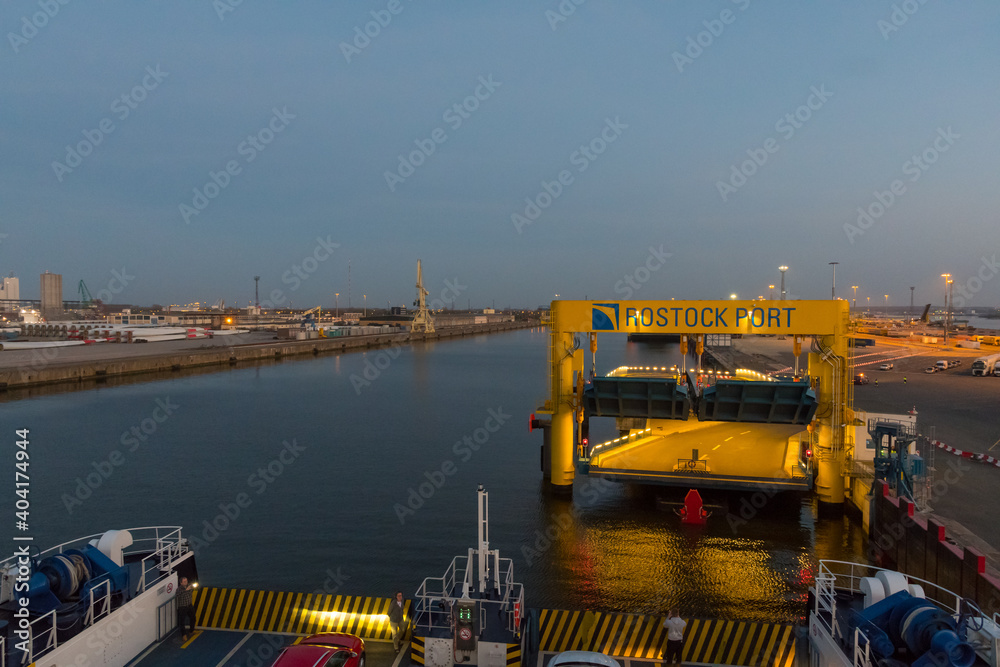 Scandlines ferry arrives to port of Rostock Stock Photo | Adobe Stock