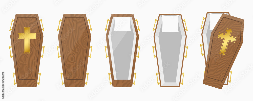 Set of Wood Coffins Box Illustration Vector Stock Vector | Adobe Stock