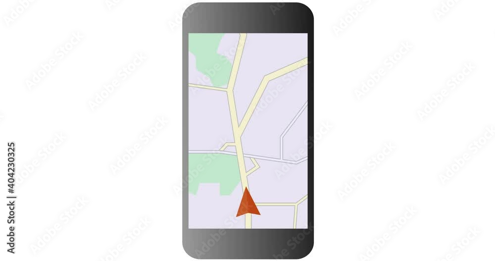 GPS Tracking. GPS navigation concept. Arrow moving forward on a map ...