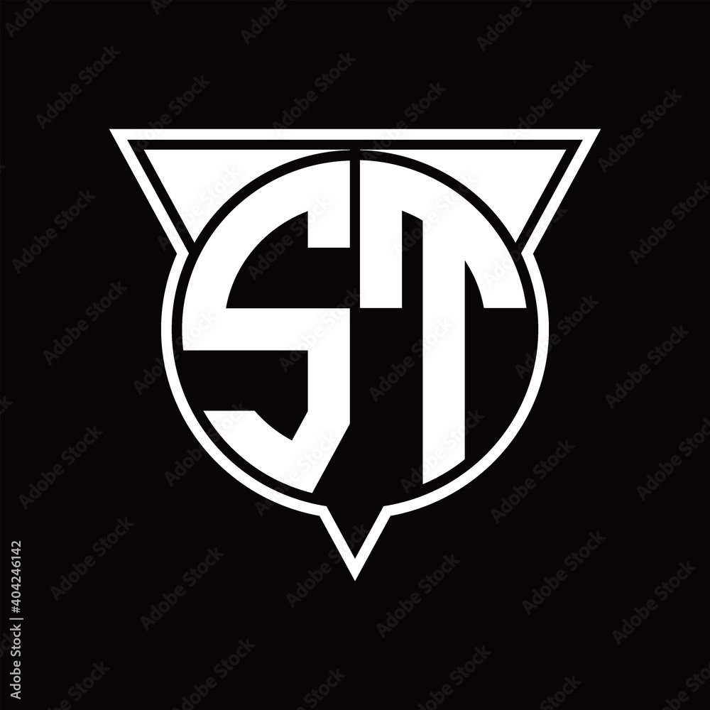ST Logo monogram with circle shape and half triangle rounded Stock ...