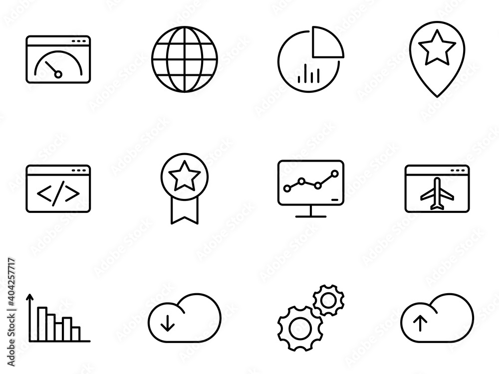 Seo outline vector icons isolated on white. gardening icon set for web ...